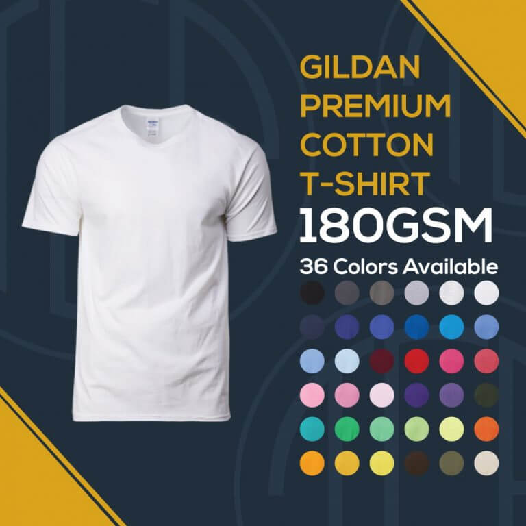 Gildan 180GSM Round Neck 76000 Premium Cotton T Shirt - Custom Project
