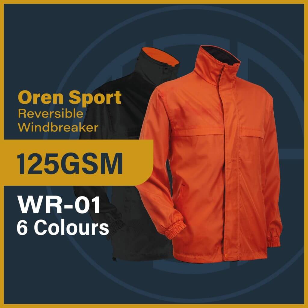 Oren Sport Jacket 125GSM WR01 Unisex Reversible Windbreaker – Custom ...