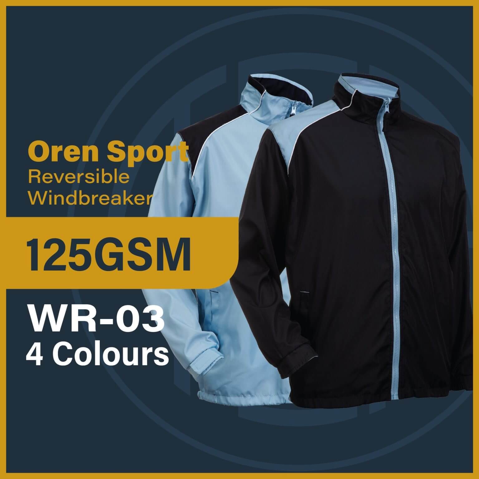 Oren Sport Jacket 125GSM WR03 Unisex Reversible Windbreaker – Custom ...